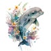 Floral Dolphin Clipart, Commercial Use Watercolor Dolphin PNG Digital ...