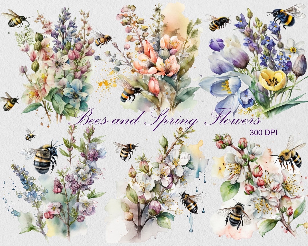 Honey Bee Clipart PNG Watercolor, Commercial Use Clipart, Bees and ...