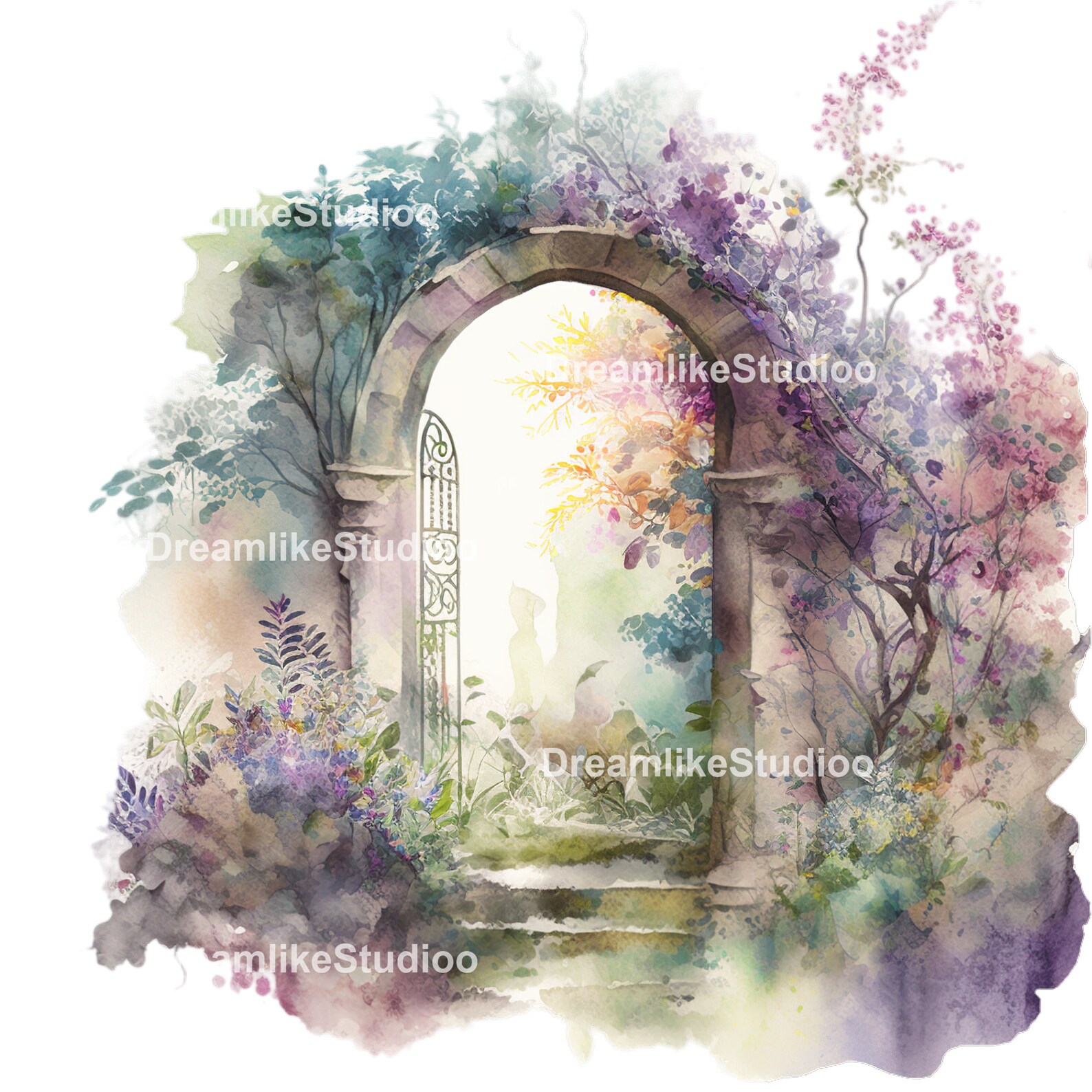 Watercolor Secret Garden Scenes Commercial Use Clipart - Etsy
