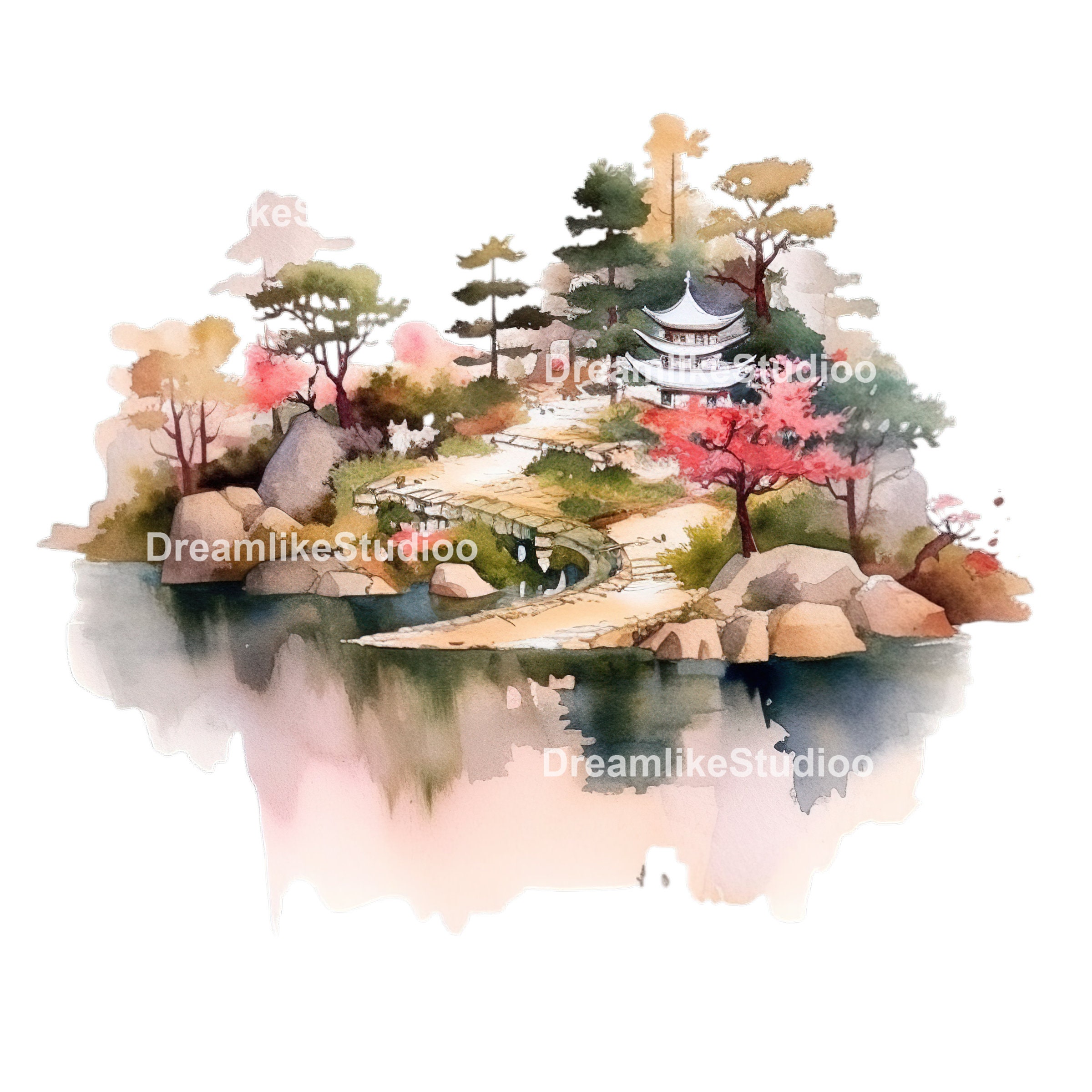 Japanese Landscape Clipart, Commercial Use Travel Clipart, Japan ...