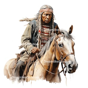 Native American Clipart, Commercial Use Watercolor Native American Man ...