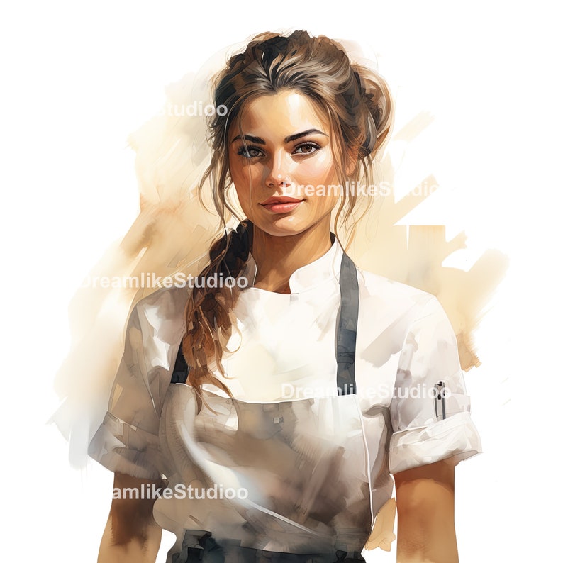 Woman Chef Clipart, Watercolor Chef PNG Commercial Use, Woman Chef ...