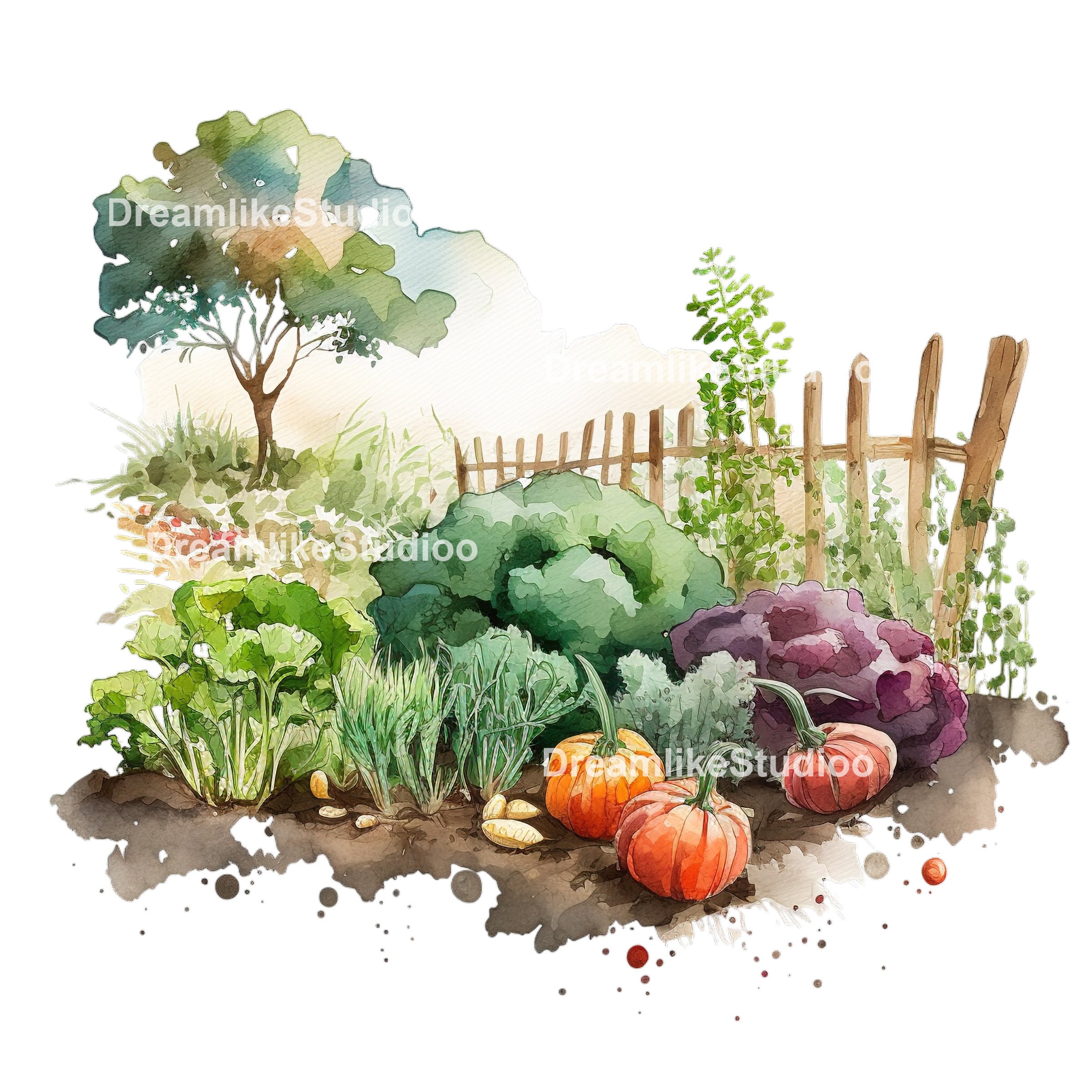 Vegetable Garden Cliparts Watercolor Gardening Clipart - Etsy