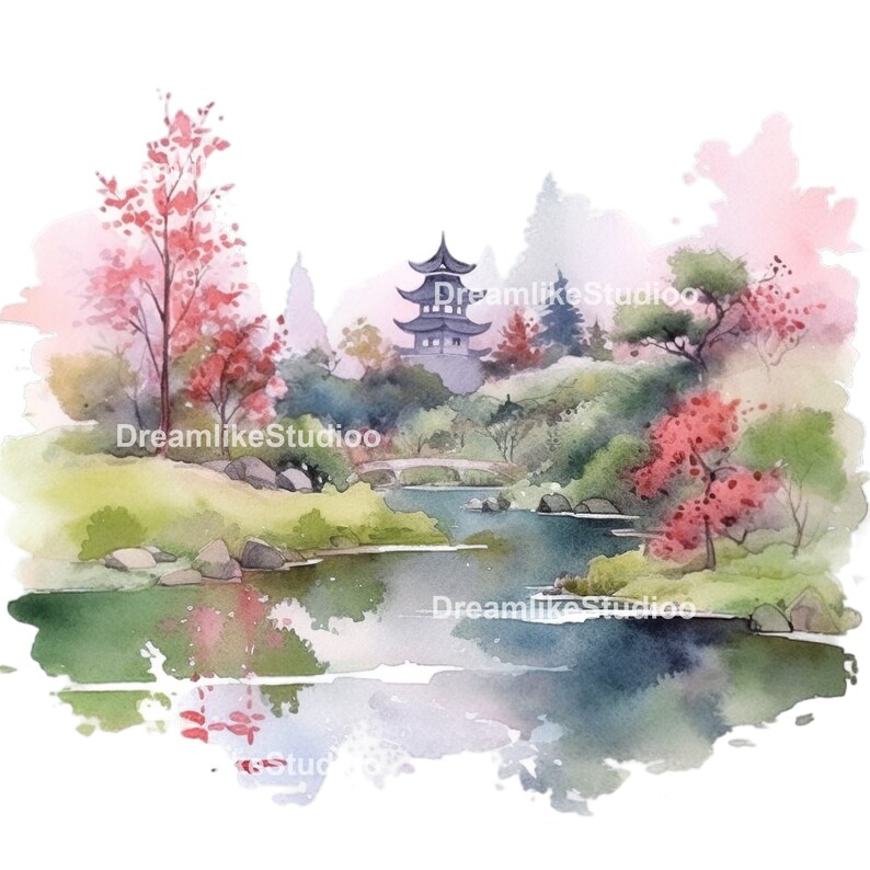 Japanese Landscape Clipart, Commercial Use Travel Clipart, Japan ...