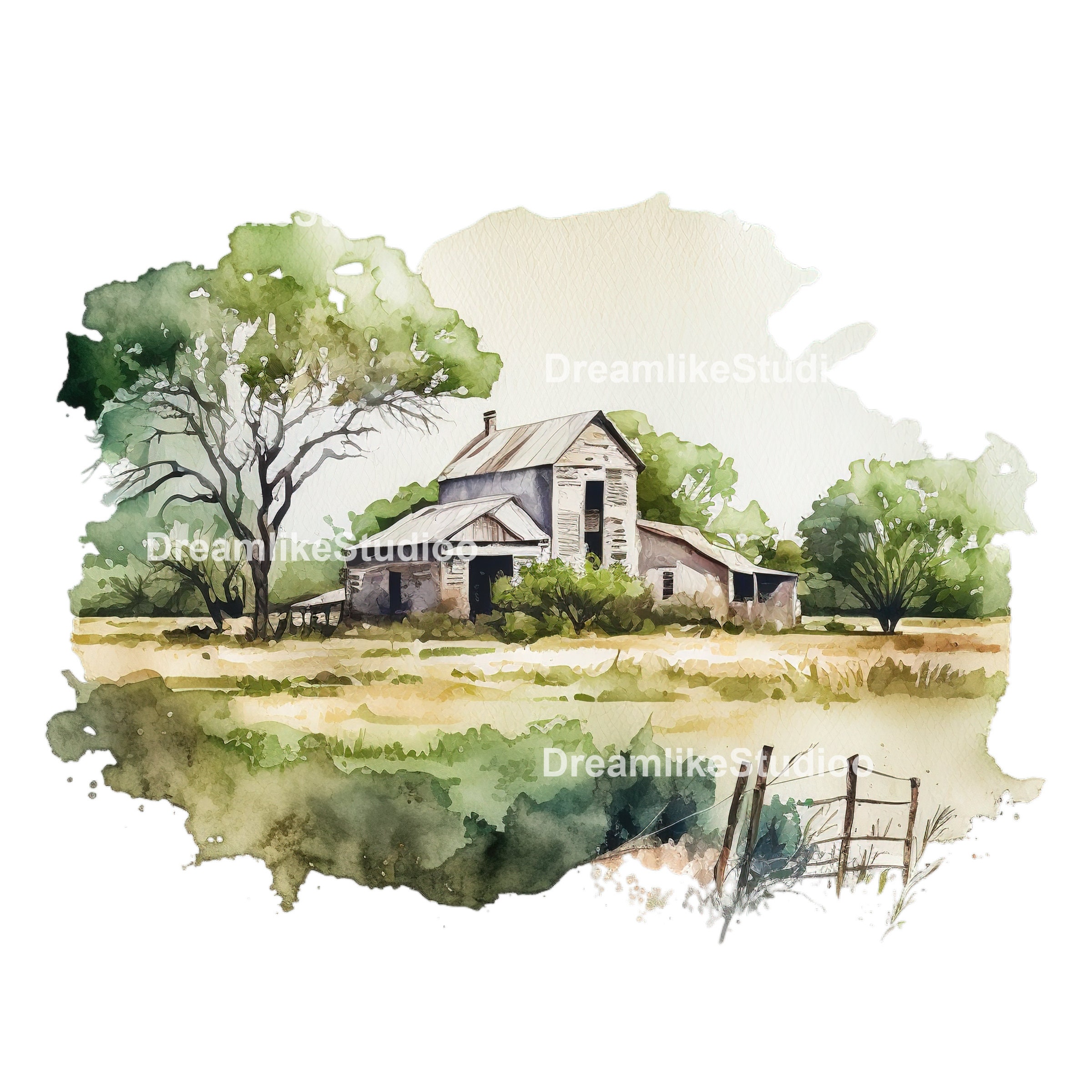 Watercolor Texas Landscape Clipart, Commercial Use PNG - Etsy