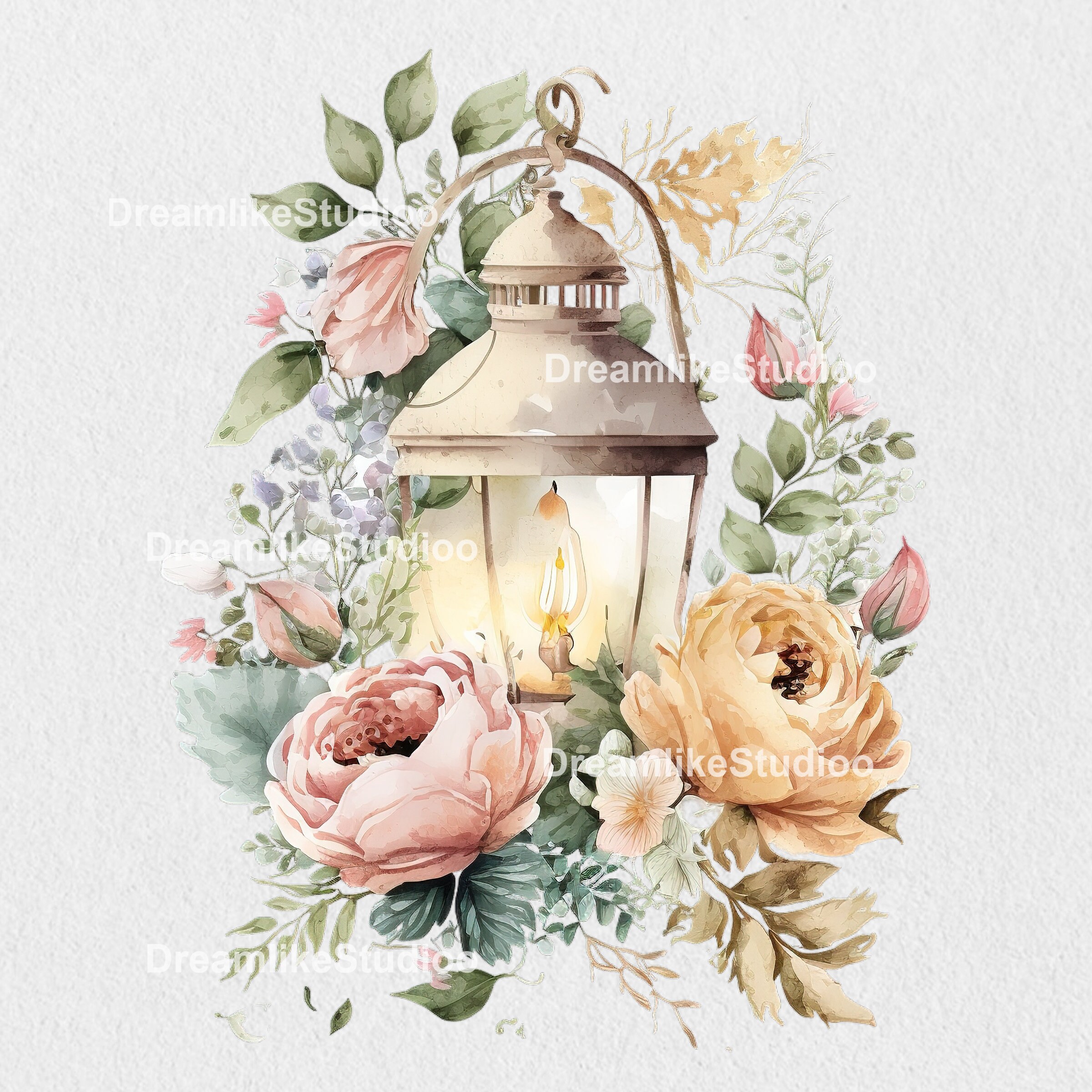 Romantic Lantern PNG, Watercolor Lamps, Commercial Use Clipart, Lantern ...
