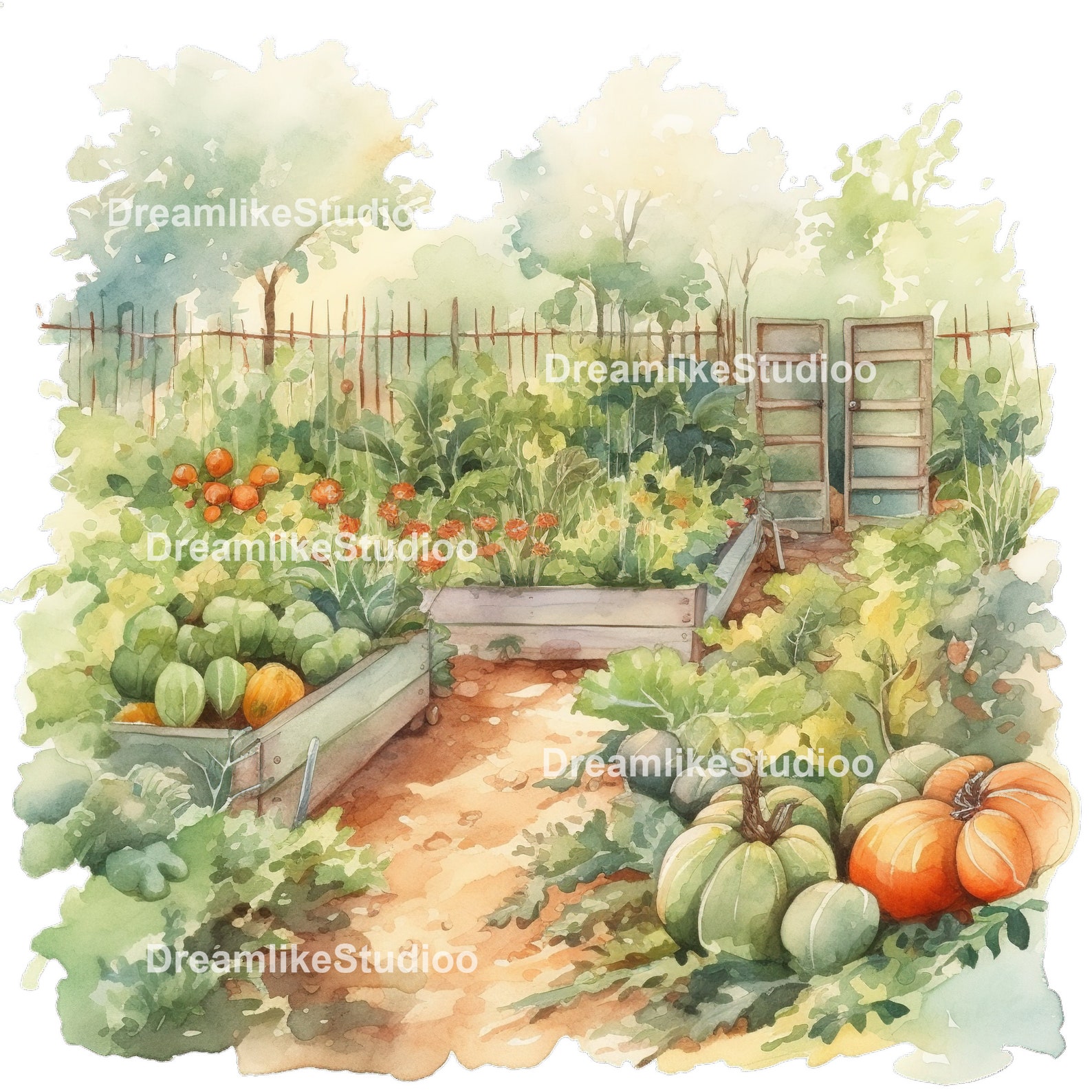 Vegetable Garden Cliparts Watercolor Gardening Clipart - Etsy