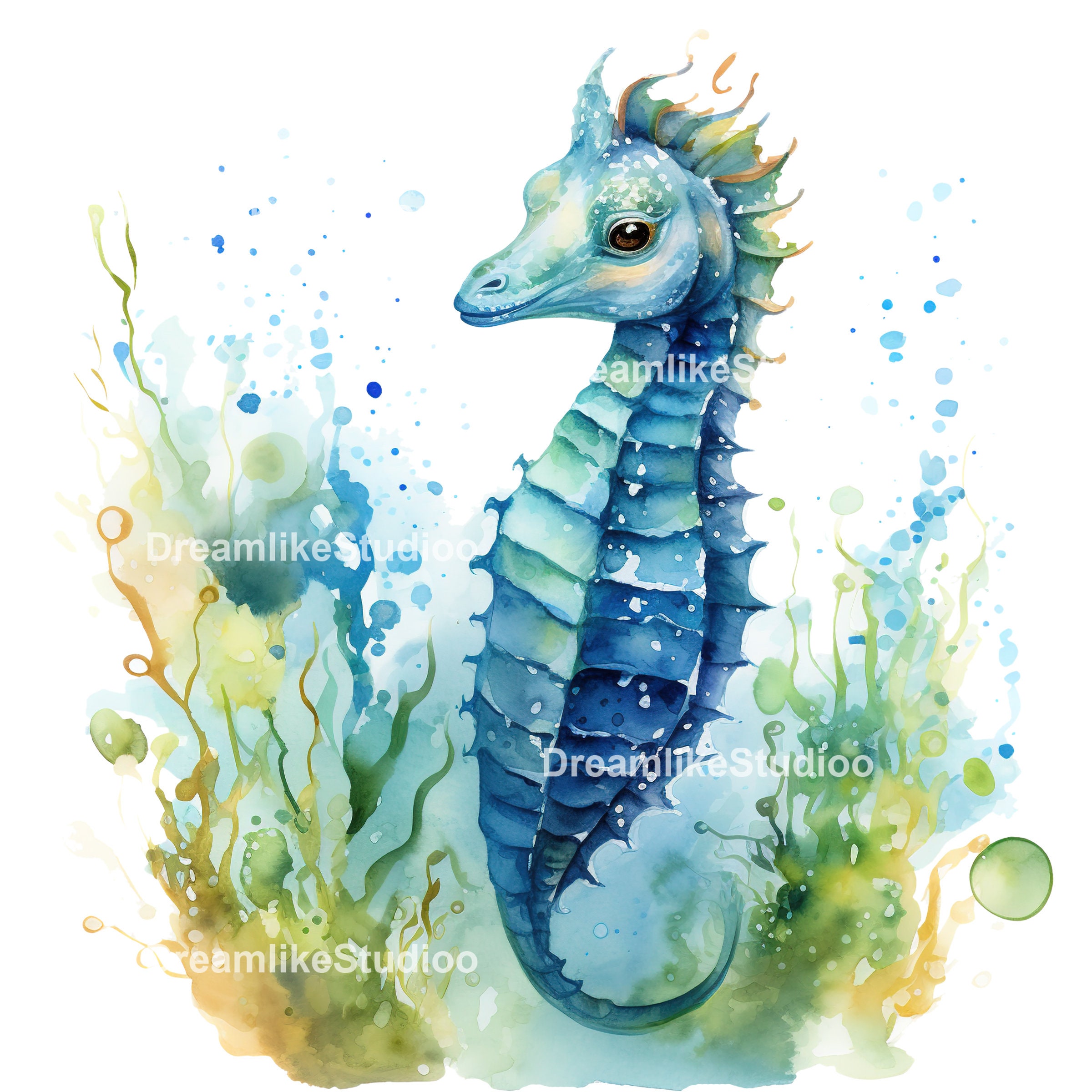 Seahorse Clipart, Watercolor Commercial Use Seahorse PNG, Ocean Animal ...