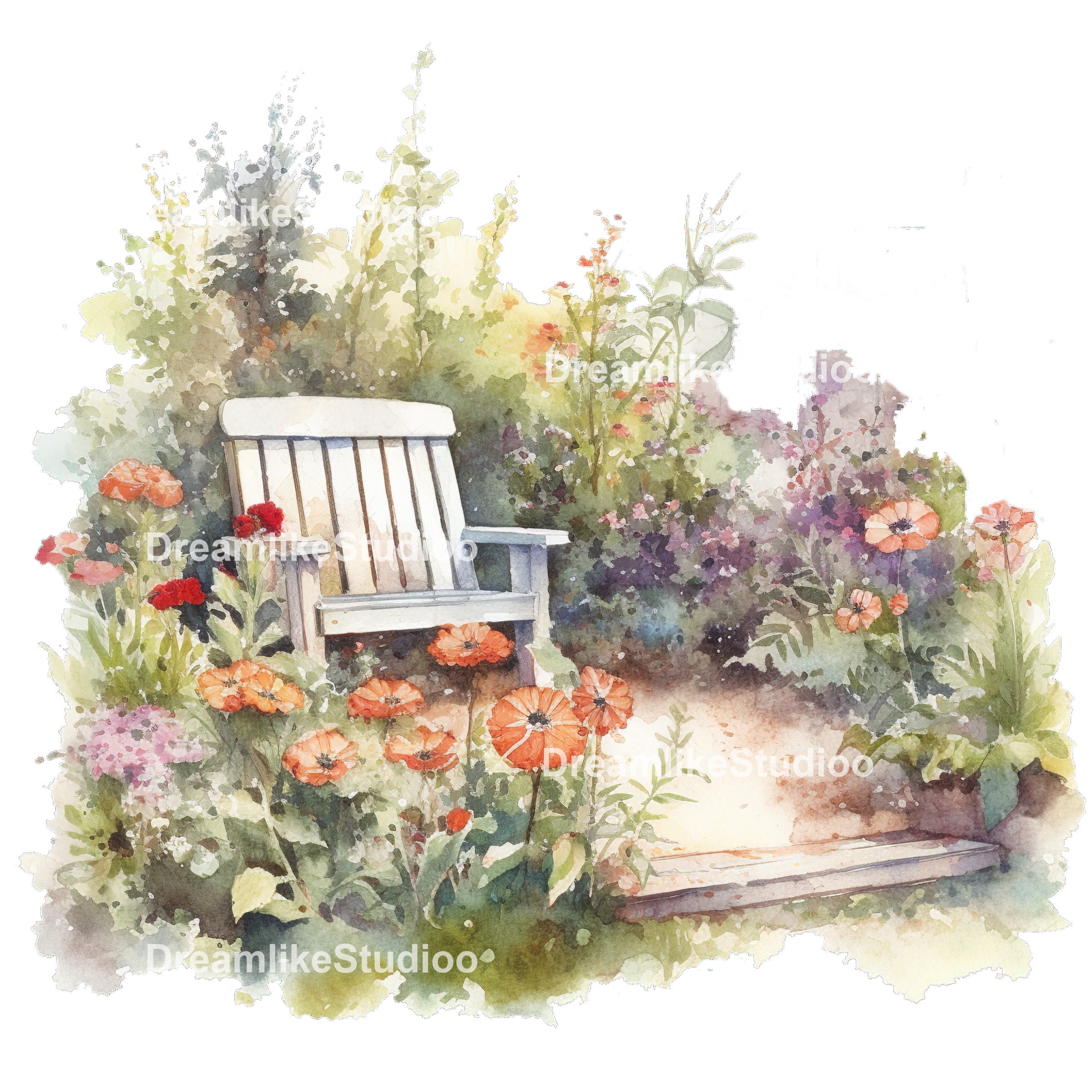 Backyard Garden Clipart Bundle Commercial Use Watercolor - Etsy