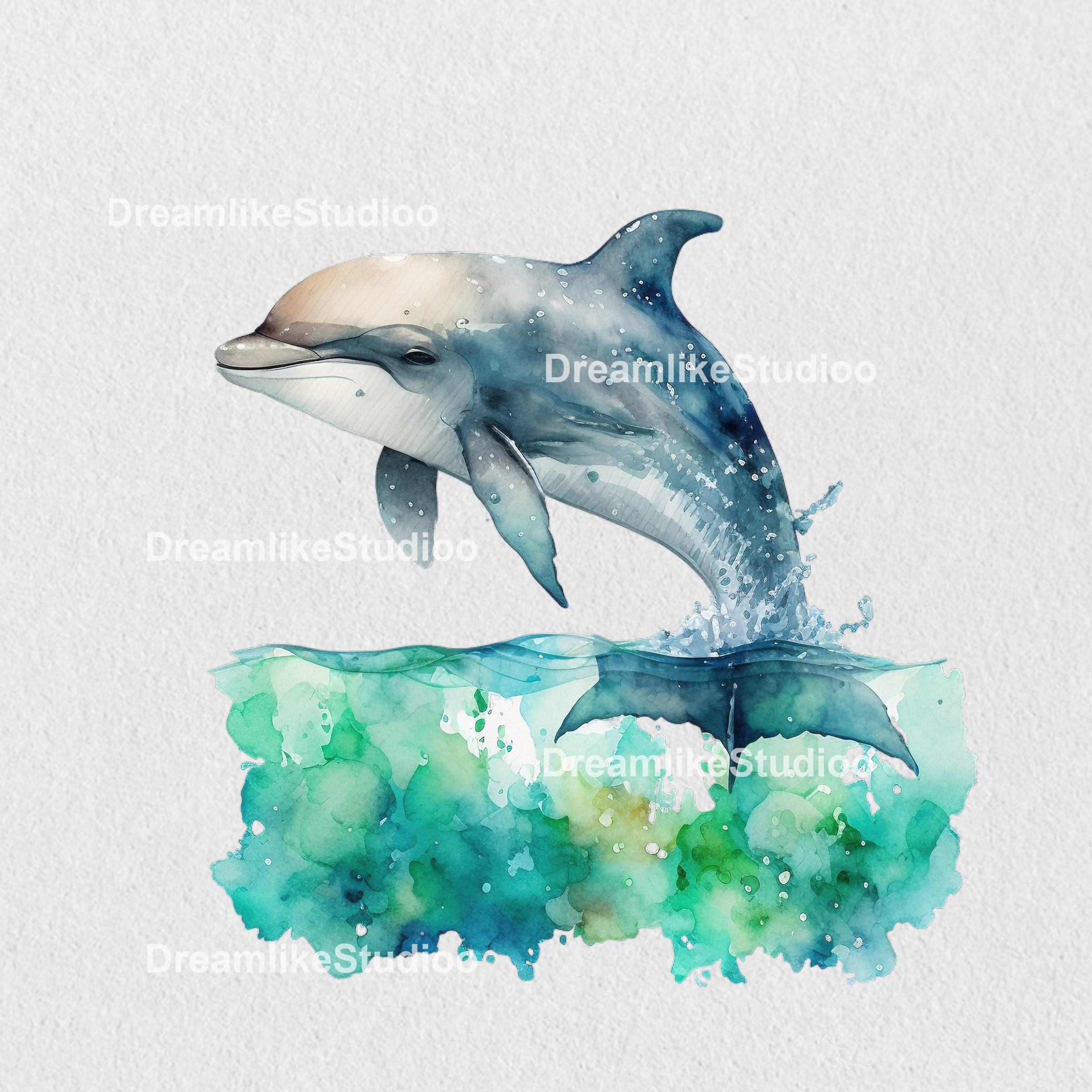 Dolphin Clipart PNG Dolphin Watercolor Digital Downloads - Etsy