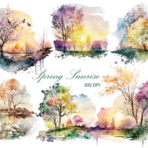 Watercolor Sunrise Clipart, Commercial Use PNG, Scrapbooking, Romantic ...