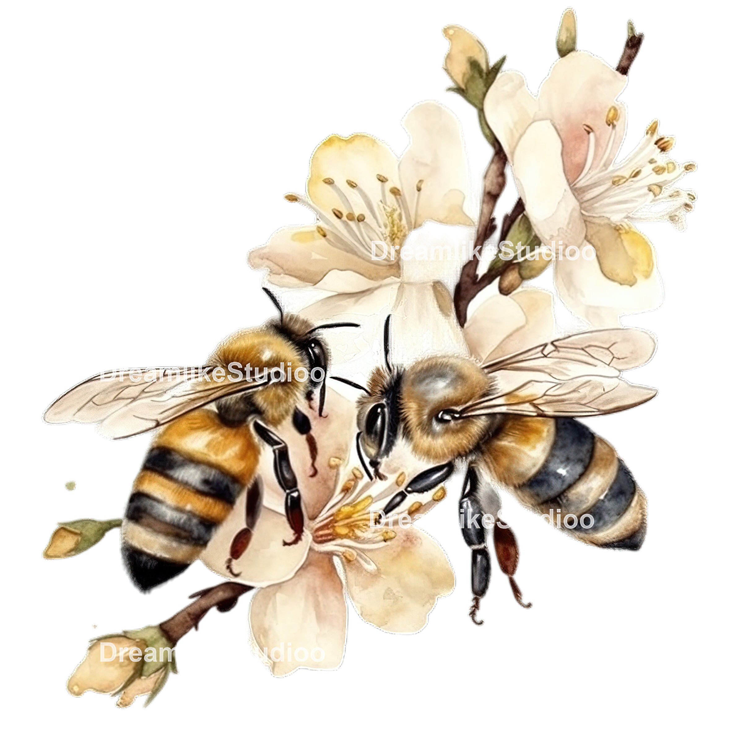 Honey Bee Clipart PNG Watercolor, Commercial Use Bee Clipart, Bees and ...