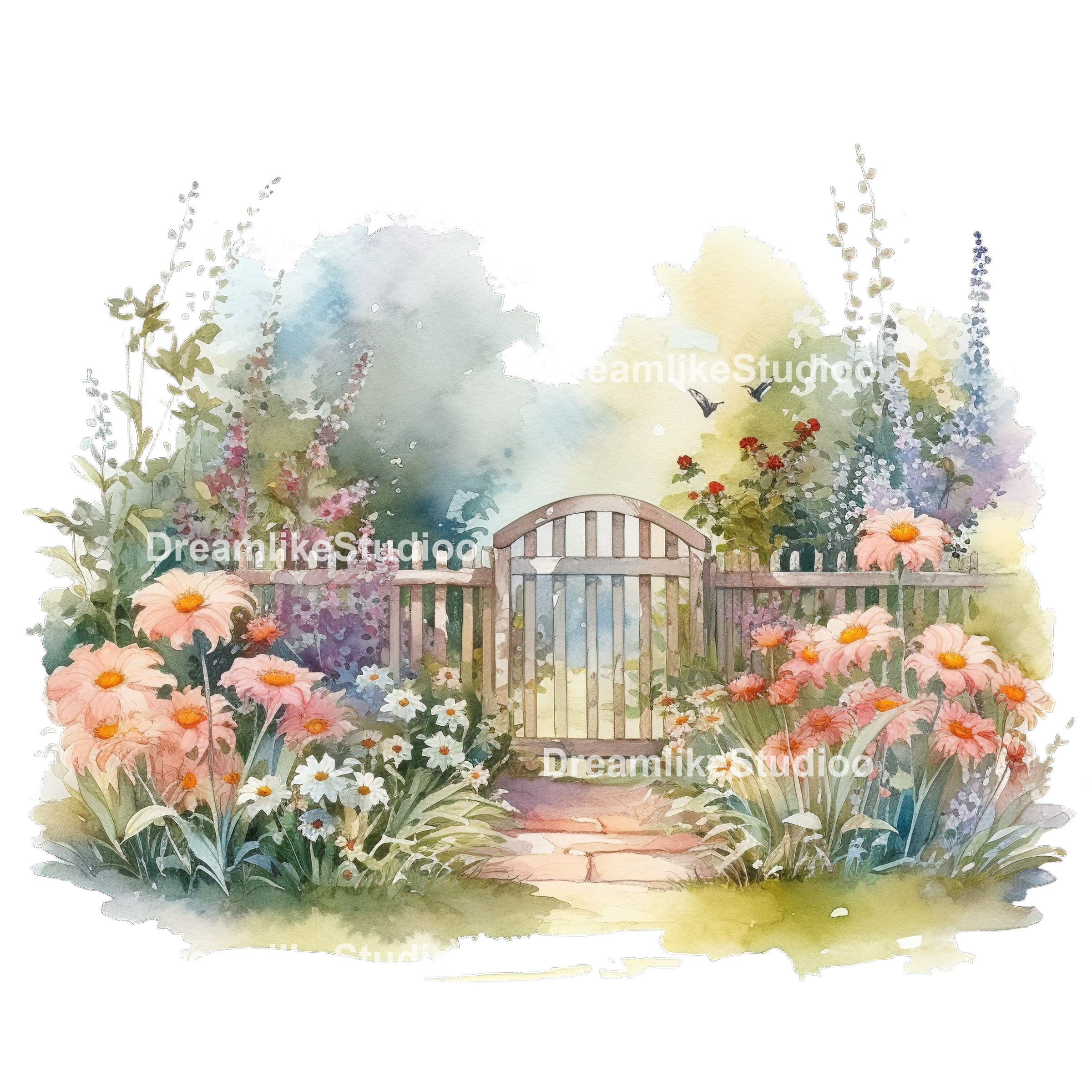 Watercolor Garden Clipart Bundle, Commercial Use Backyard Garden PNG ...