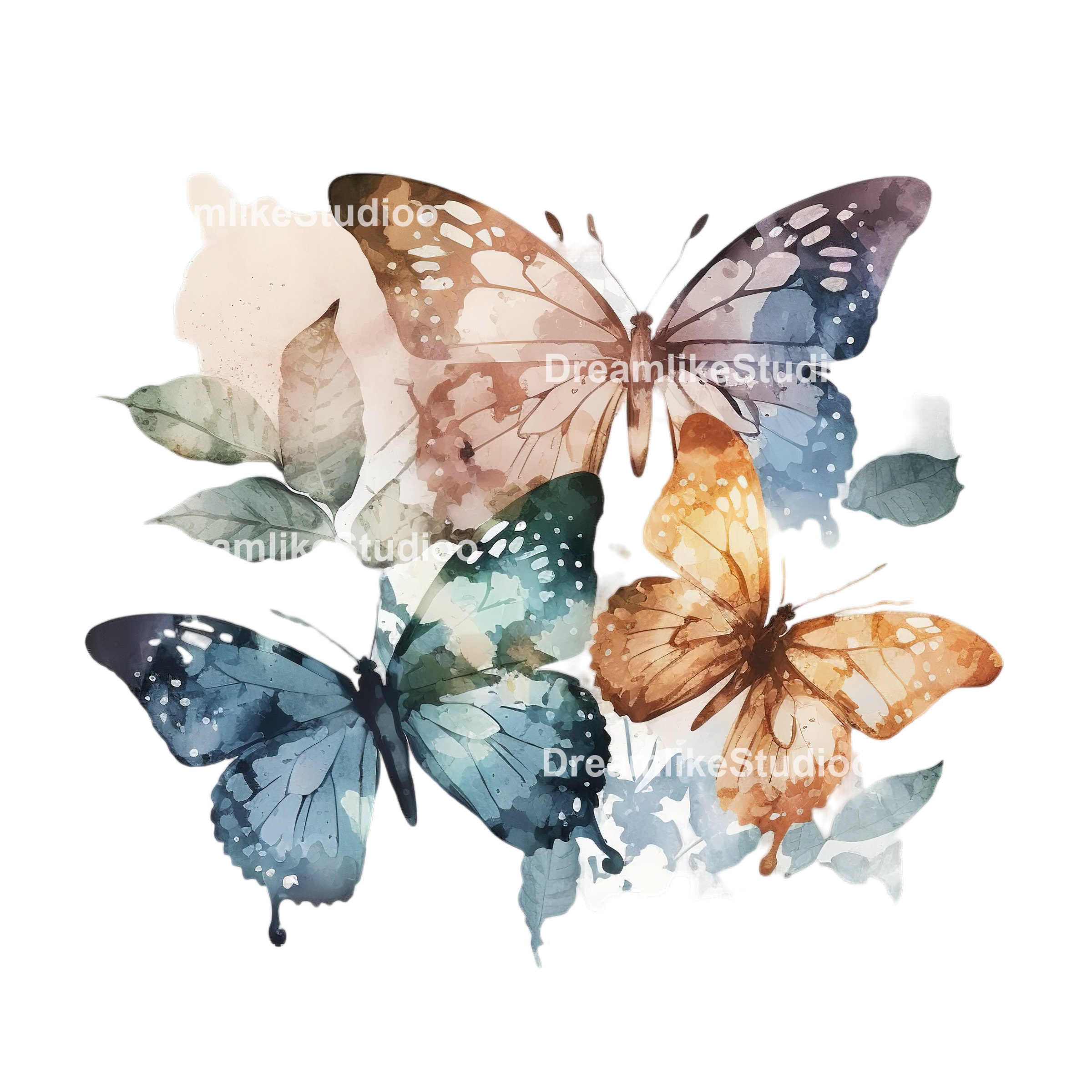 Watercolor Butterflies Clipart Commercial Use PNG - Etsy