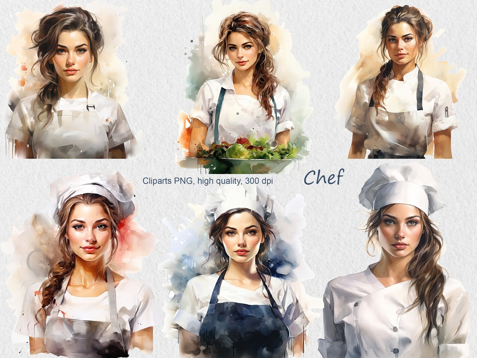 Woman Chef Clipart, Watercolor Chef PNG Commercial Use, Woman Chef ...
