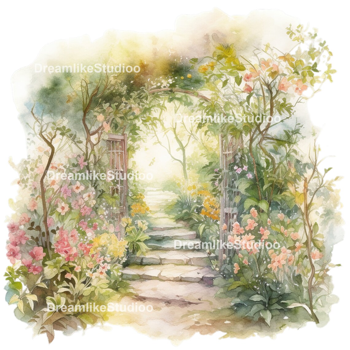 Secret Garden Clipart Bundle Commercial Use Watercolor - Etsy