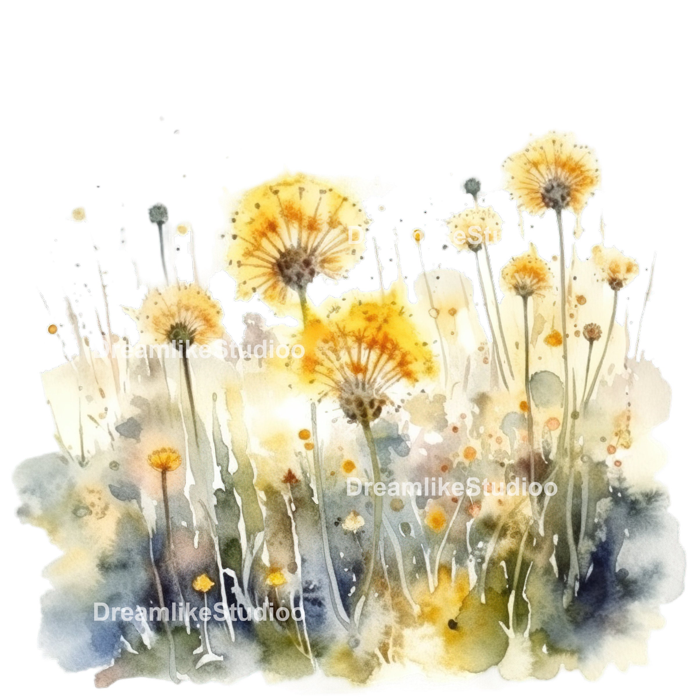 Watercolor Dandelions Clipart, Dandelions Scene PNG, Commercial Use ...