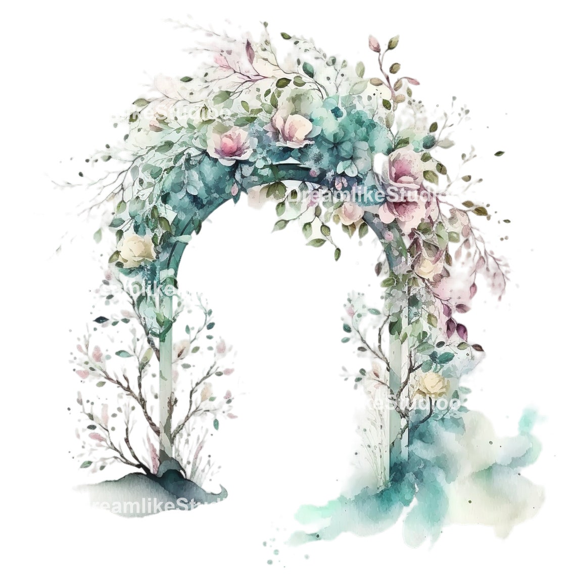 Watercolor Wedding Arches Clipart Floral Arch PNG Commercial - Etsy