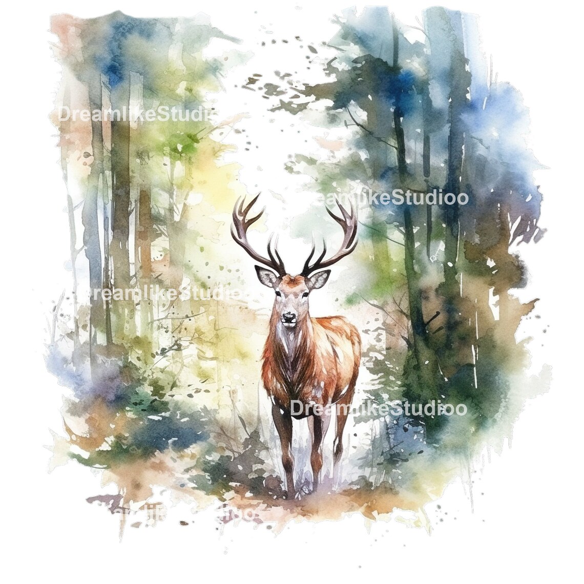 Watercolor Deer Clipart, Commercial Use Deer PNG, Wildlife, Wild Animal ...