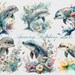 Floral Dolphin Clipart, Commercial Use Watercolor Dolphin PNG Digital ...