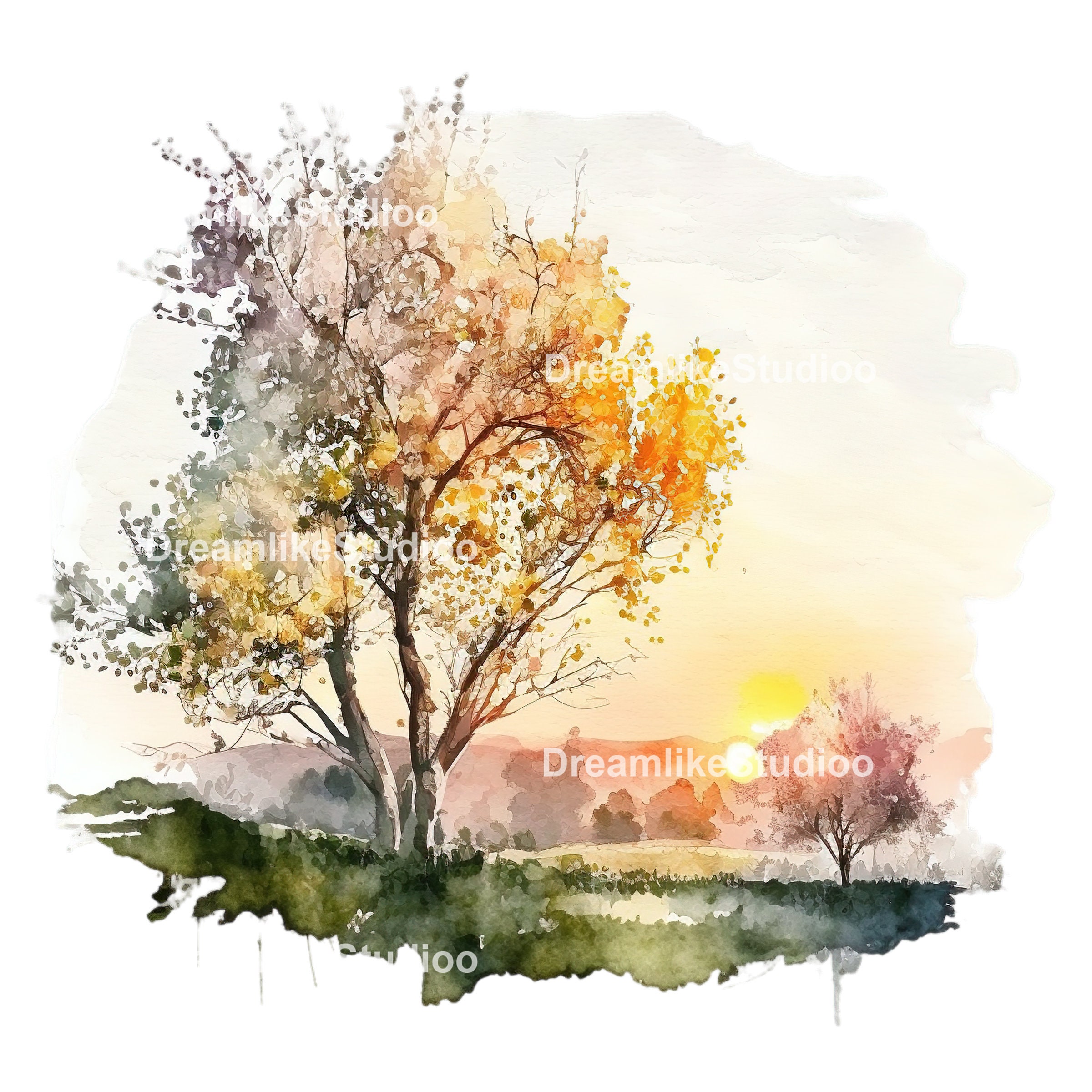 Watercolor Sunset Clipart Commercial Use PNG Scrapbooking - Etsy