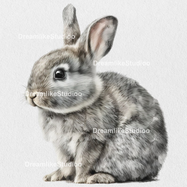 Easter Bunnies PNG Gray Rabbit Clipart Commercial Use - Etsy