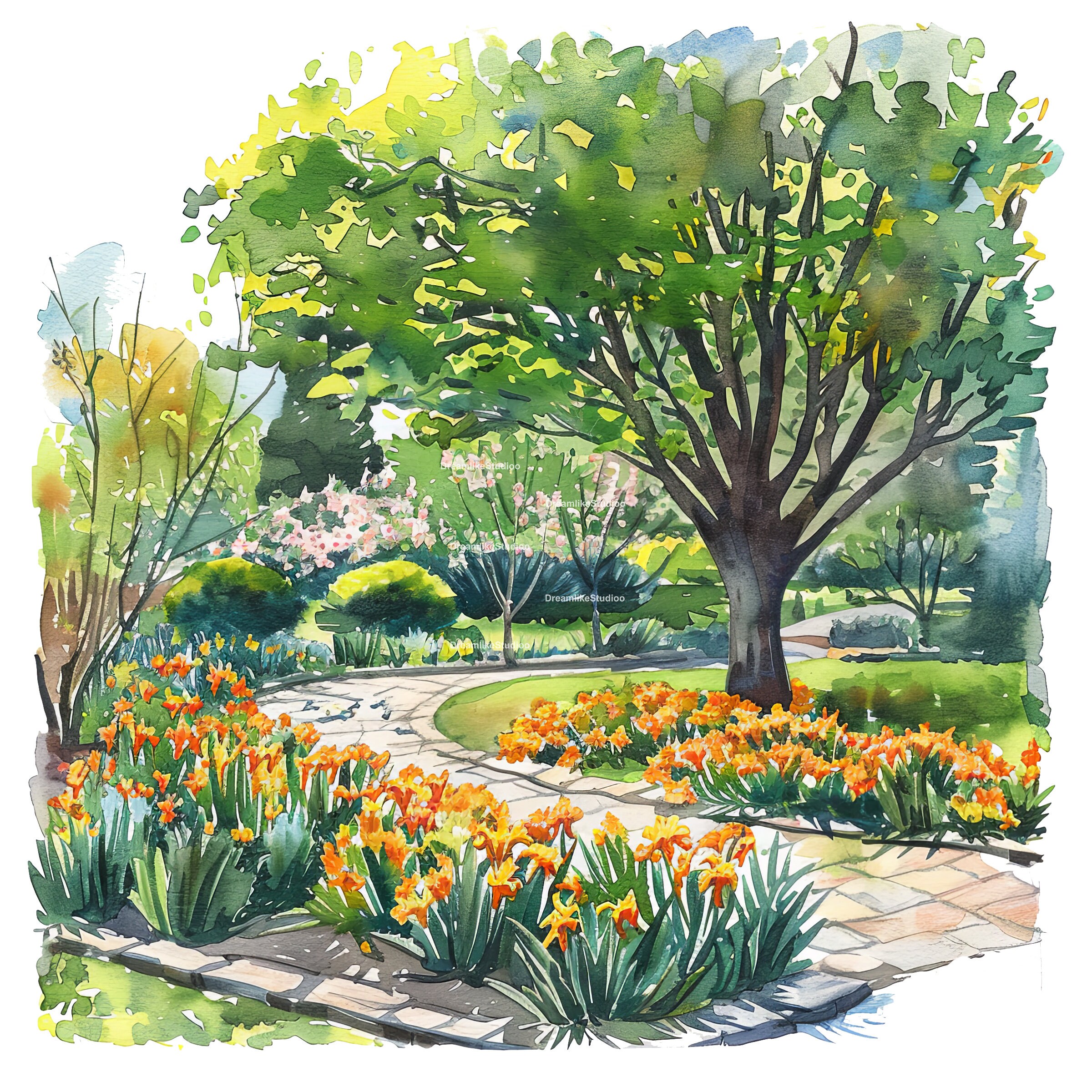 Garden Flowers Clipart, Watercolor Flowers PNG, Commercial Use Clipart ...