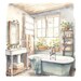Watercolor Bathroom Cliparts, Commercial Use Clipart, Cottage Interior ...