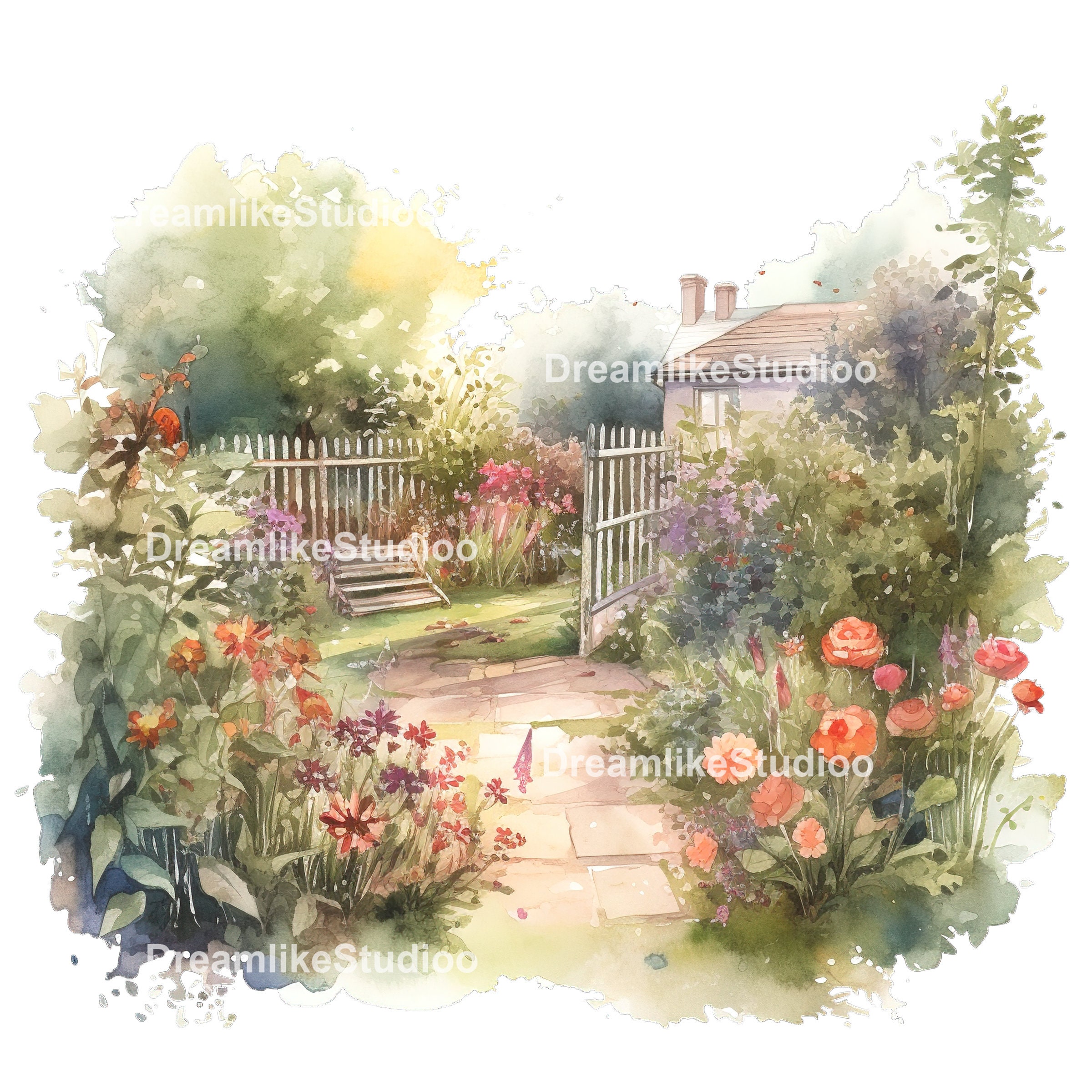 Backyard Garden Clipart Bundle Commercial Use Watercolor - Etsy