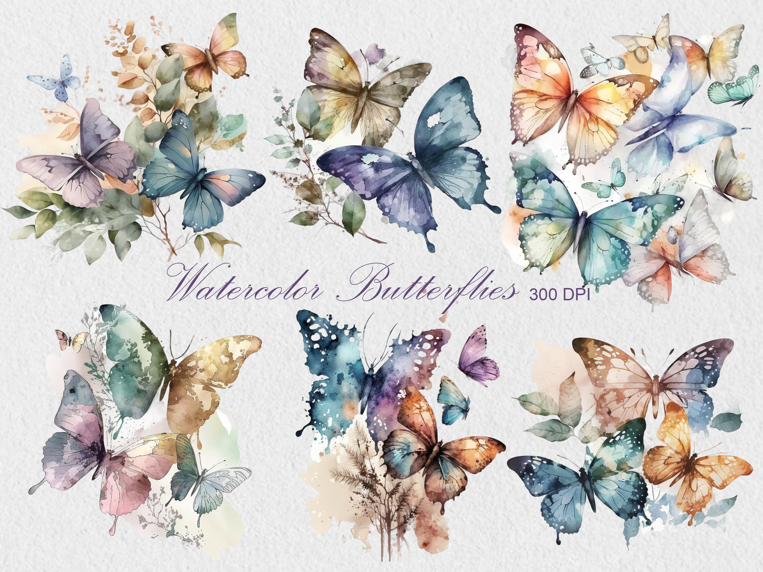 Watercolor Butterflies Clipart Commercial Use PNG - Etsy