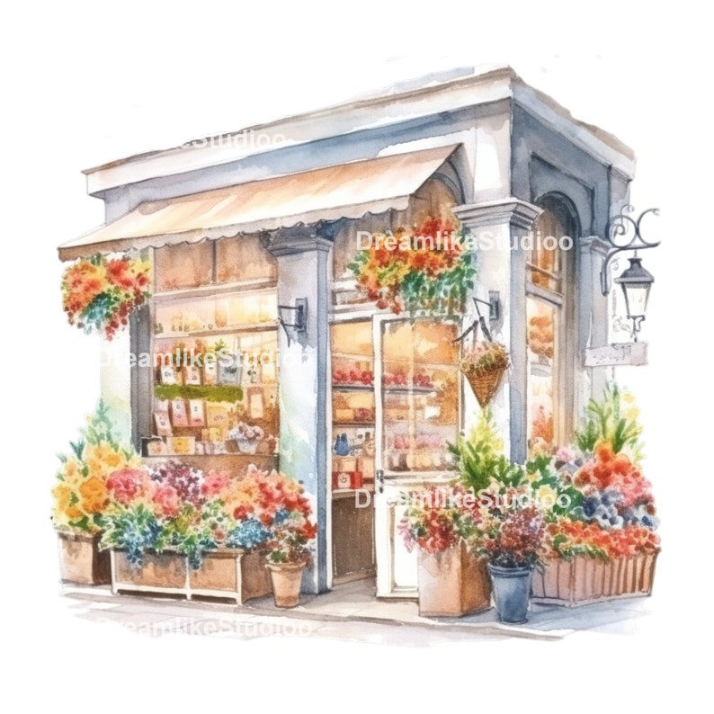 Flower Shop Clipart Watercolor, Commercial Use Clipart, Scrapbooking ...