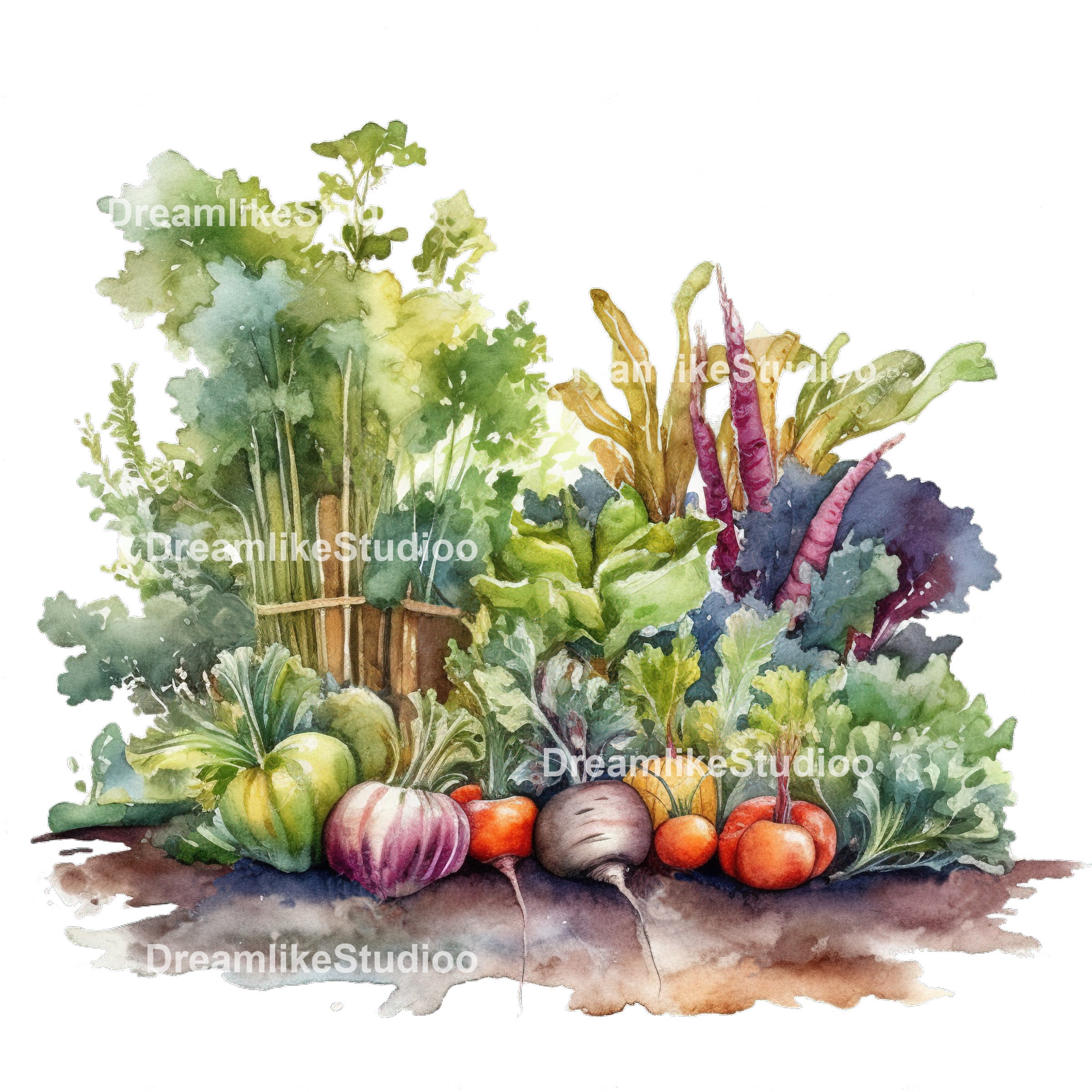 Vegetable Garden Cliparts Watercolor Gardening Clipart - Etsy