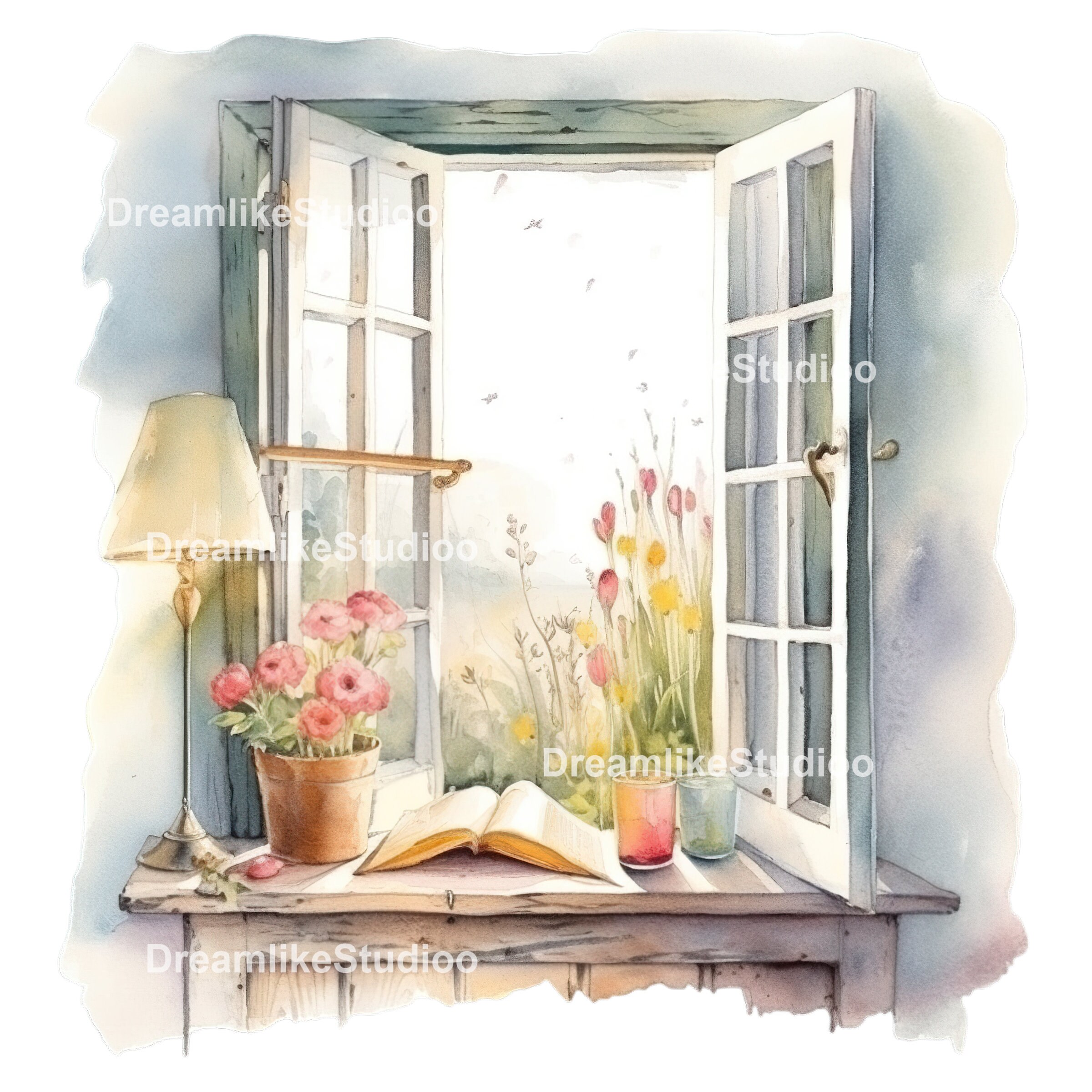 Window With Books Clipart Watercolor PNG Commercial Use - Etsy UK