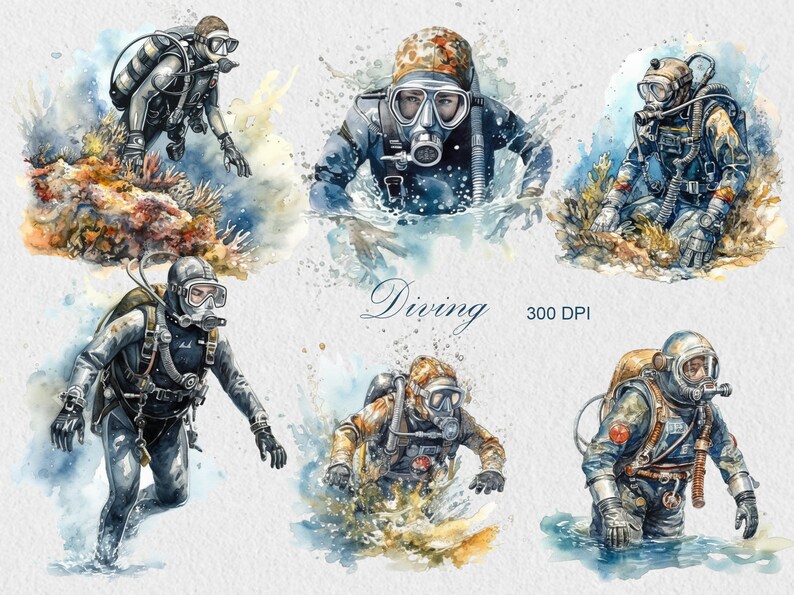 Scuba Diving Clipart, Diving PNG, Commercial Use Diver Clipart, Active ...