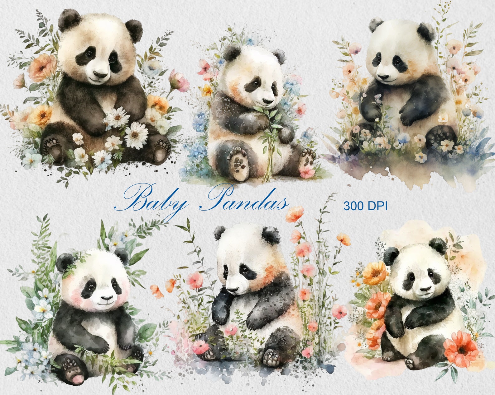 Panda Clipart PNG Cute Baby Panda 300 DPI - Etsy