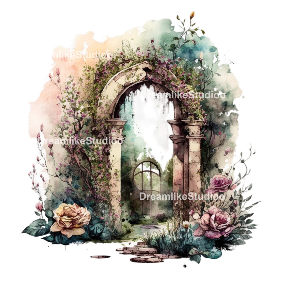 Watercolor Secret Garden Scenes Commercial Use Clipart - Etsy