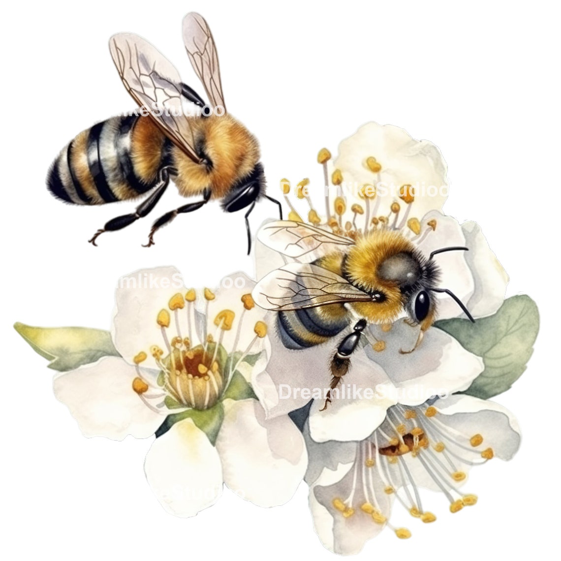 Honey Bee Clipart PNG Watercolor Commercial Use Clipart Bees - Etsy