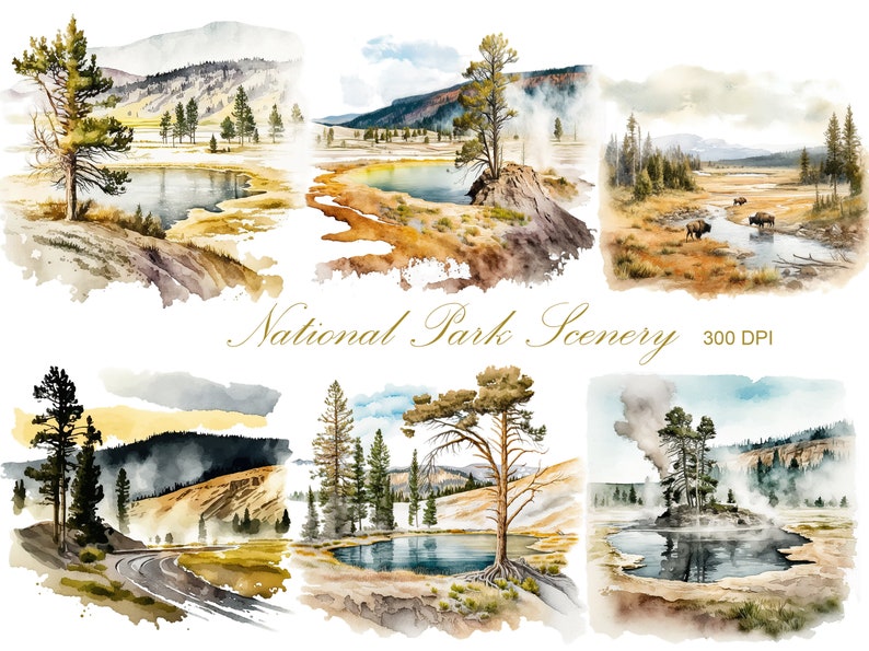 Watercolor National Park Clipart, Commercial Use Clipart PNG, Nature - Etsy