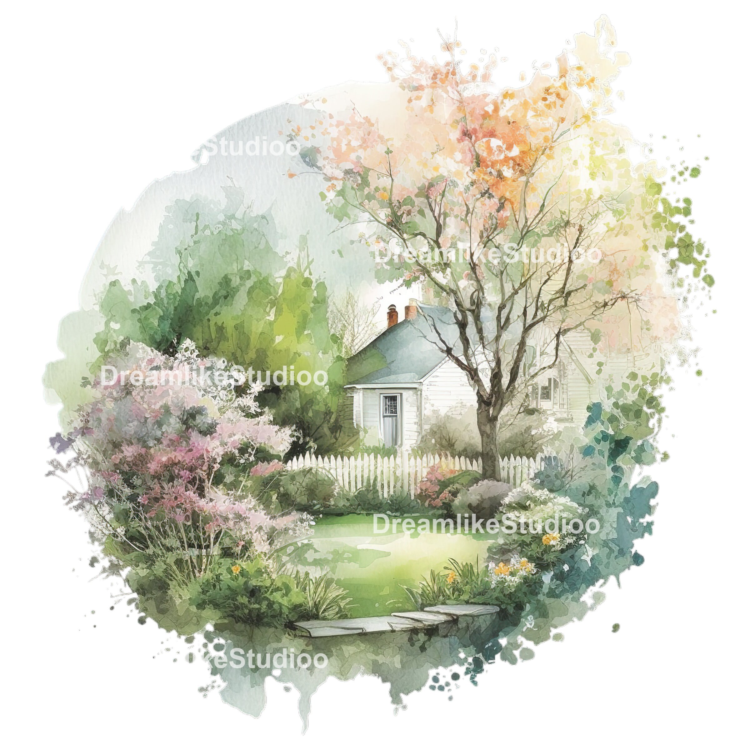 Watercolor Garden Clipart Bundle, Commercial Use Backyard Garden PNG ...