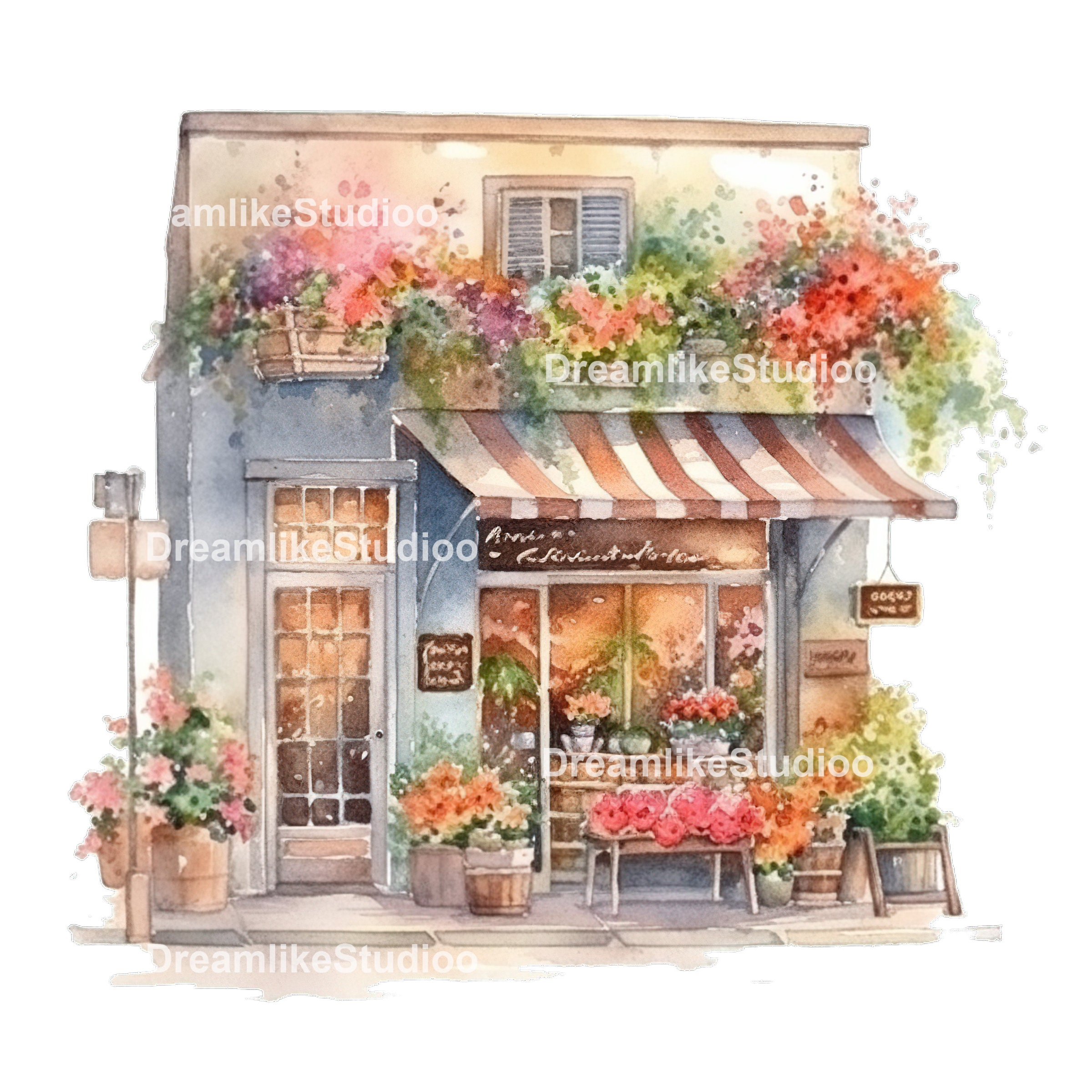 Flower Shop Clipart Watercolor, Commercial Use Clipart, Scrapbooking ...