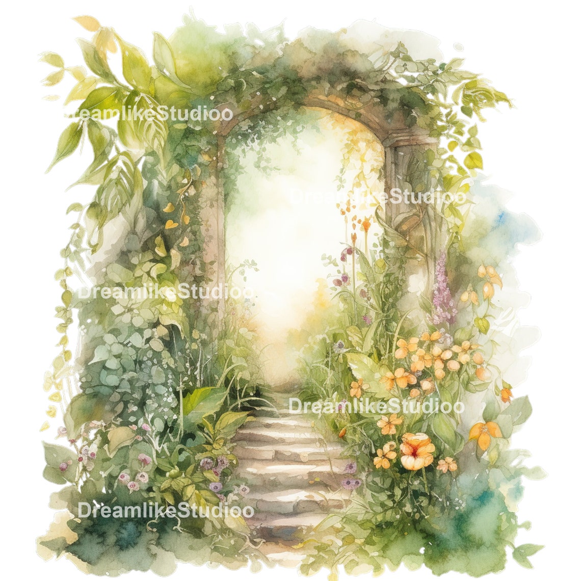 Secret Garden Clipart Bundle, Commercial Use Watercolor Clipart, Summer ...
