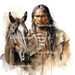 Native American Clipart, Commercial Use Watercolor Native American Man ...
