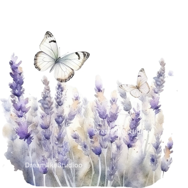 Watercolor Lavender Butterflies Clipart, Commercial Use Clipart, Floral ...