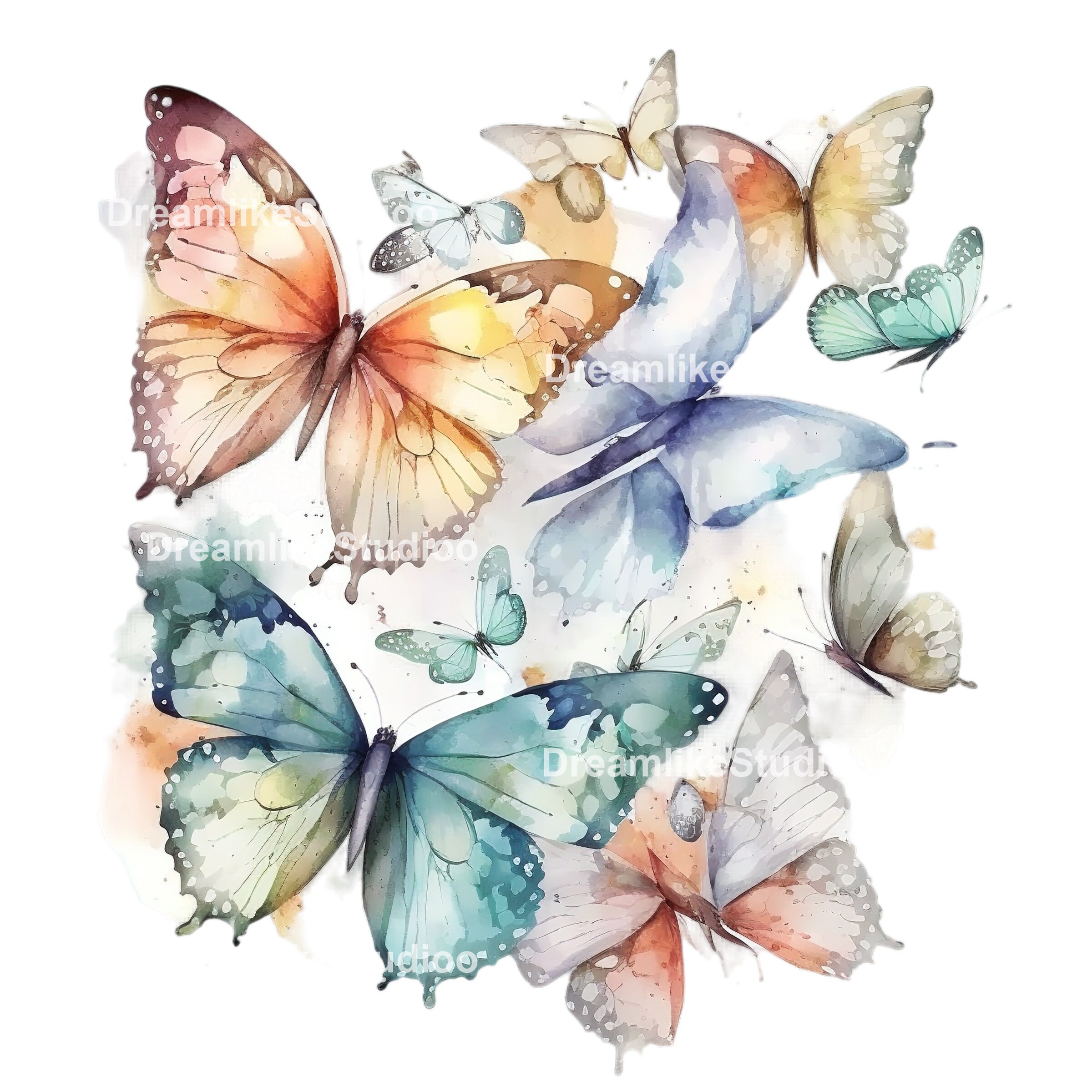 Watercolor Butterflies Clipart Commercial Use PNG - Etsy