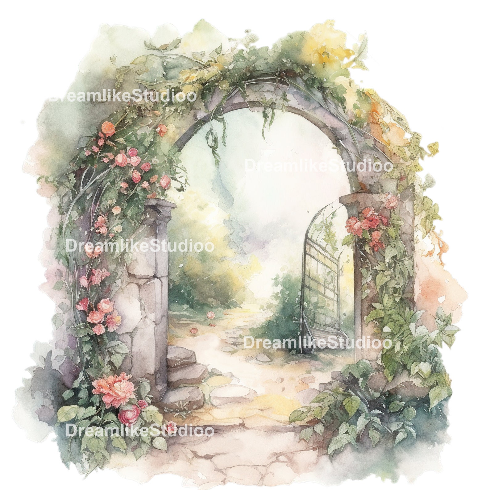 Secret Garden Clipart Bundle, Commercial Use Watercolor Clipart, Summer ...