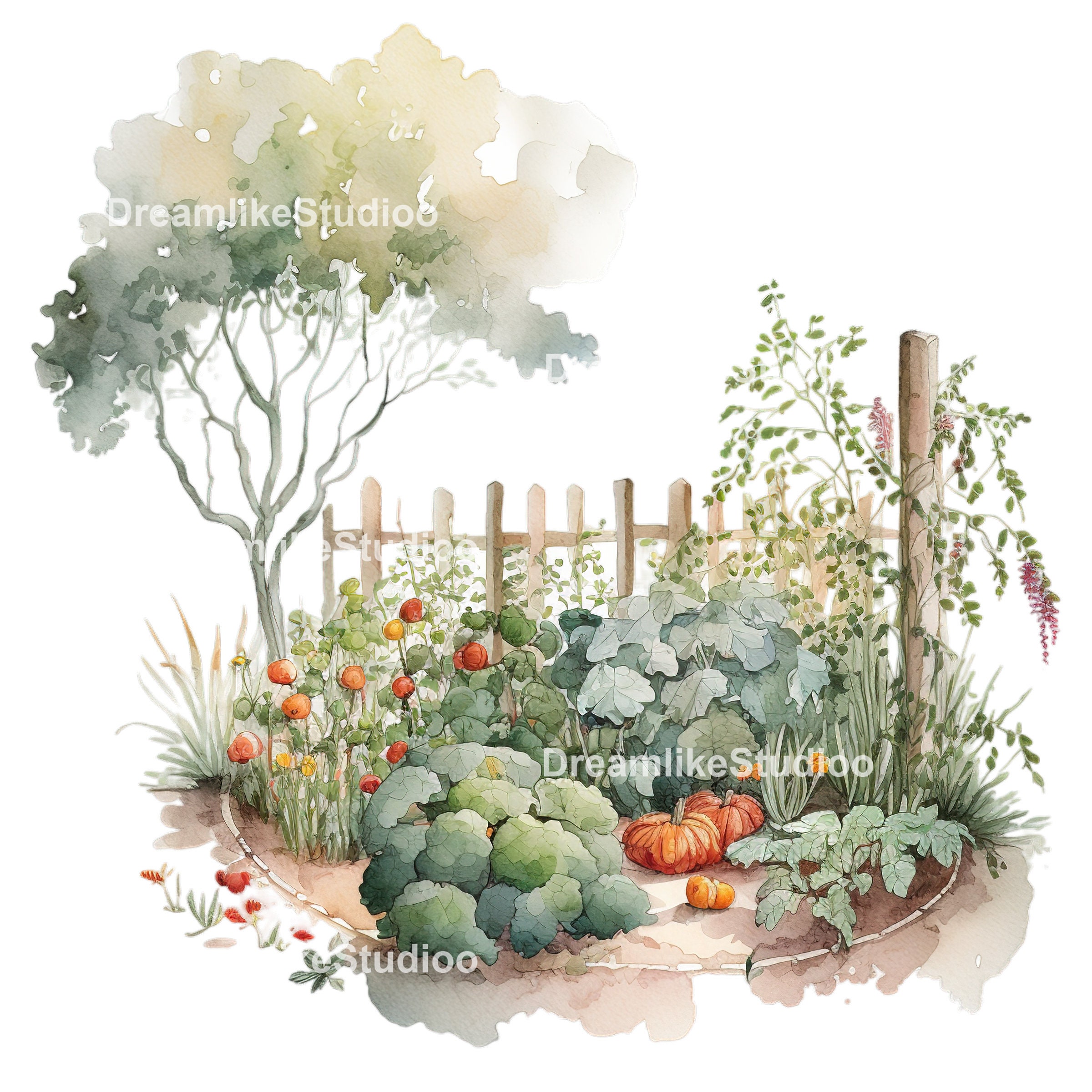 Watercolor Vegetable Garden Cliparts, Commercial Use Clipart, Gardening ...