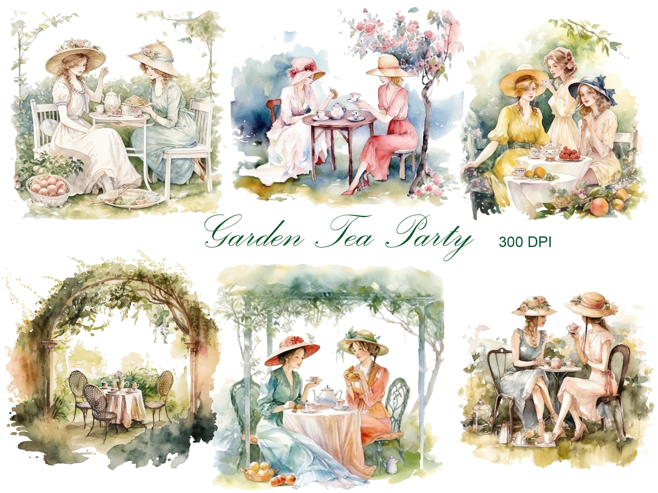 Garden Tea Party Clipart Watercolor Tea Party PNG Commercial - Etsy