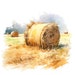 Watercolor Bale of Hay Clipart, Landscape Scenes PNG, Instant Download ...