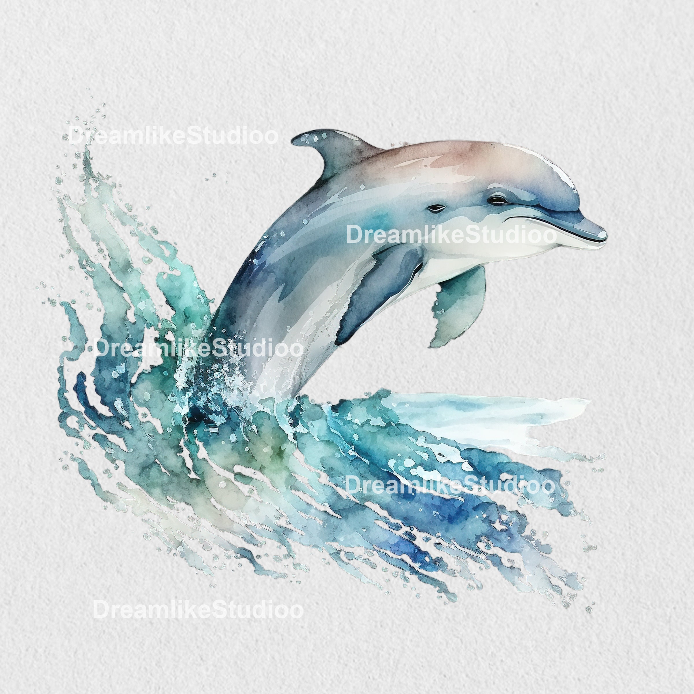 Dolphin Clipart PNG Dolphin Watercolor Digital Downloads - Etsy