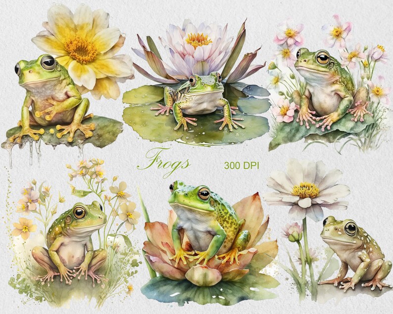 Frog PNG, Watercolor Frogs Clipart, Commercial Use, Cute Frog Wall Art ...